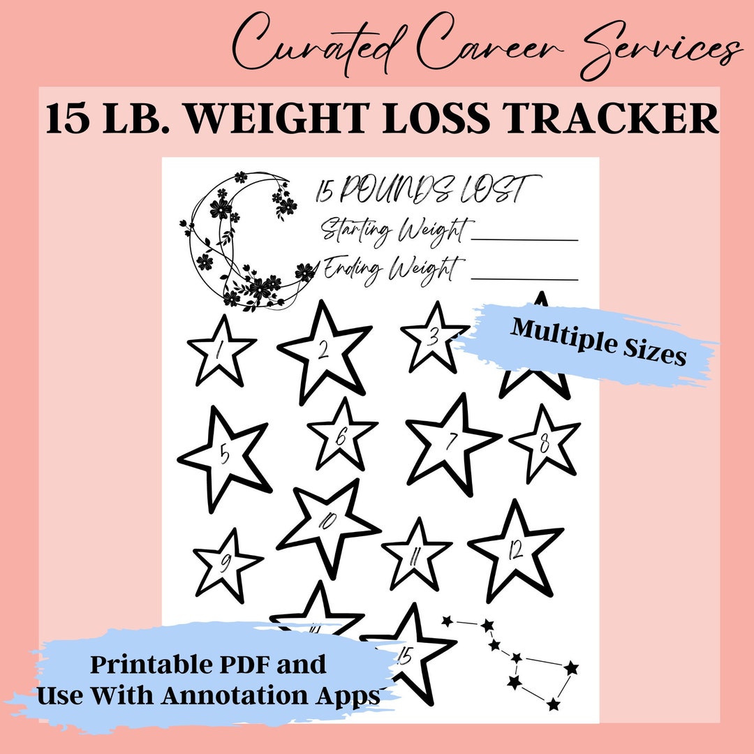 Weight Loss Tracker | 15 Pound Weight Loss Printable | Weightloss ...