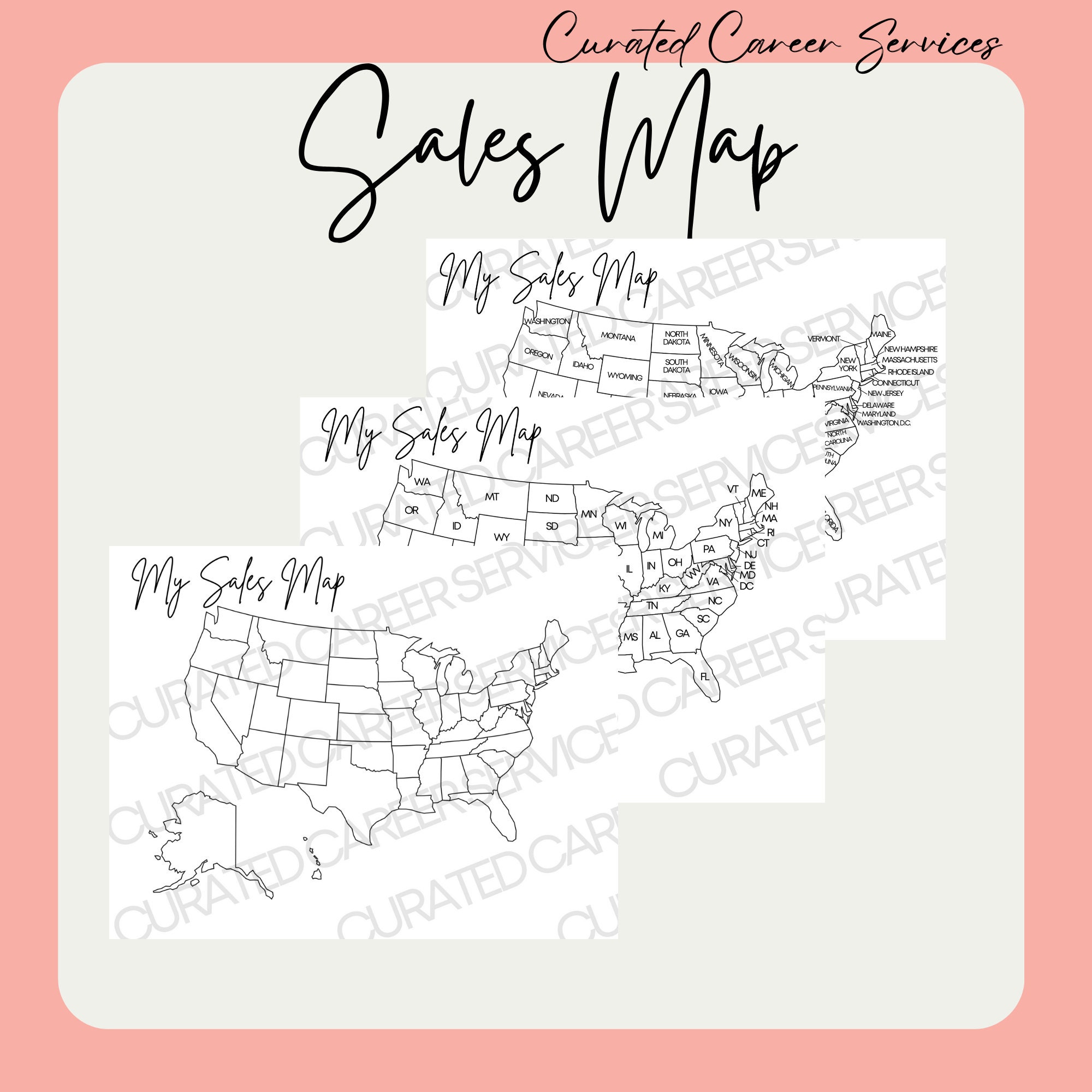 USA Sales Map, 3 Different Designs Included, Comes in 4 Different Sizes ...