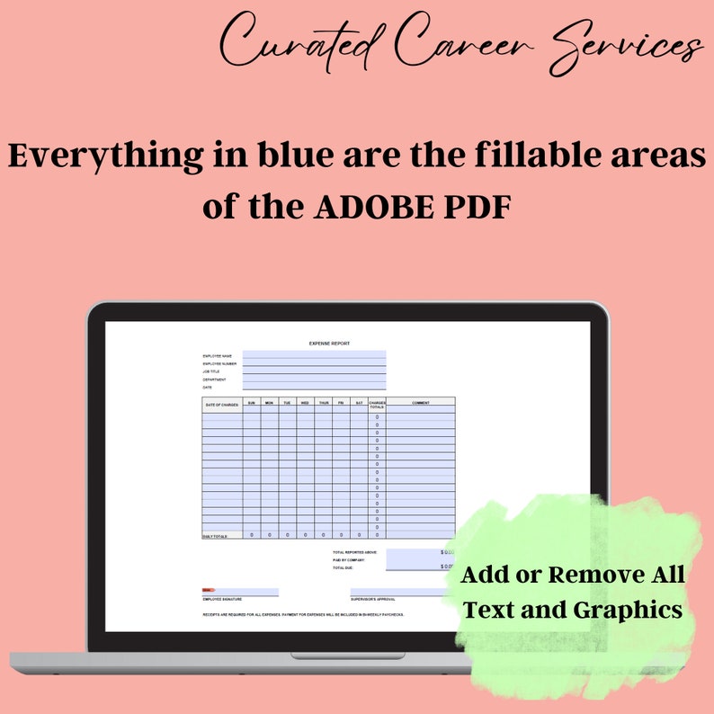 Expense Report Template With Formulas, Microsoft Excel, Employee ...