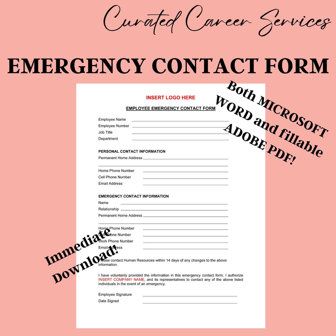 EMERGENCY CONTACT FORM, Employee Contact Information, Employee ...