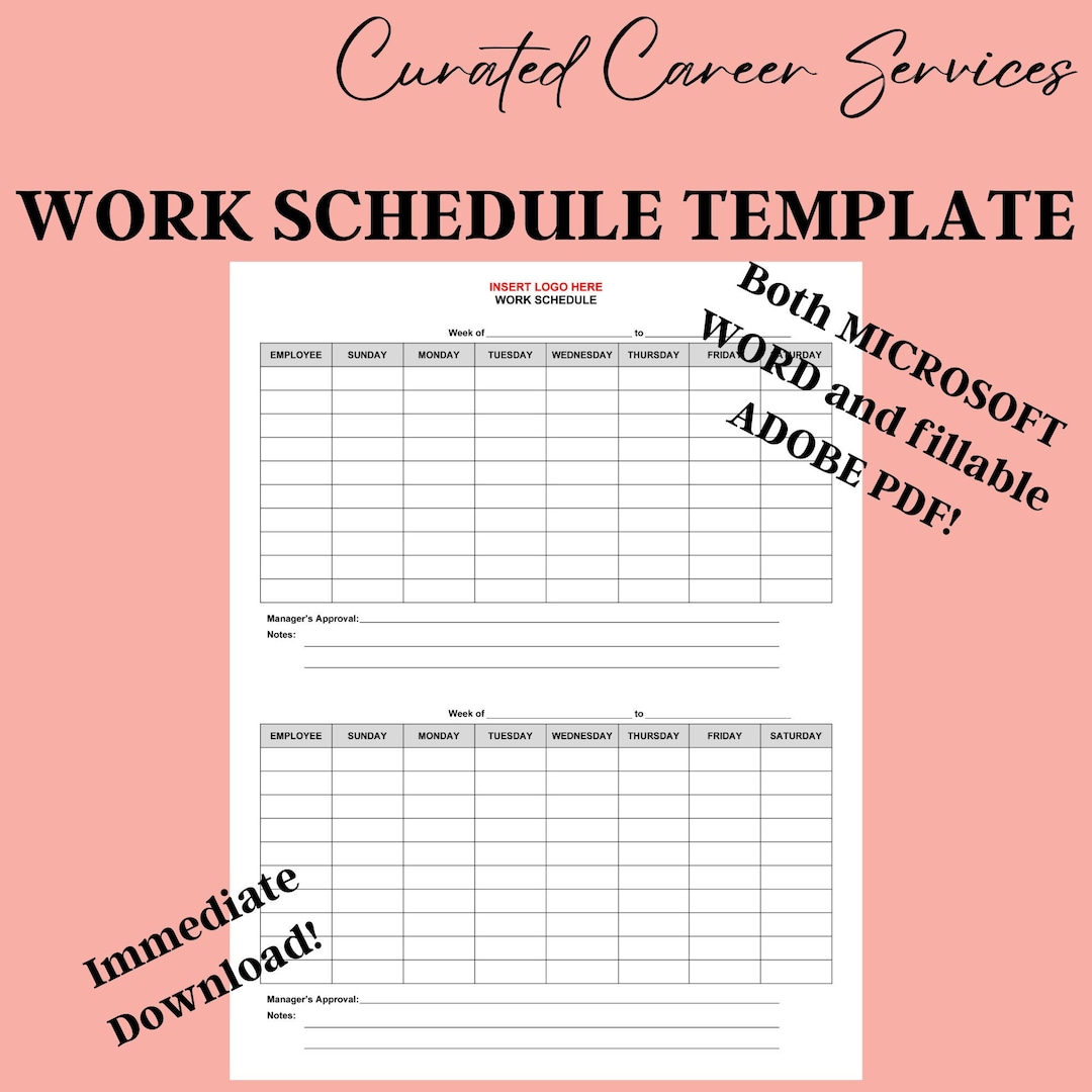 Two Week Employee Schedule, Two Weeks per Page, Employee Schedule Form ...