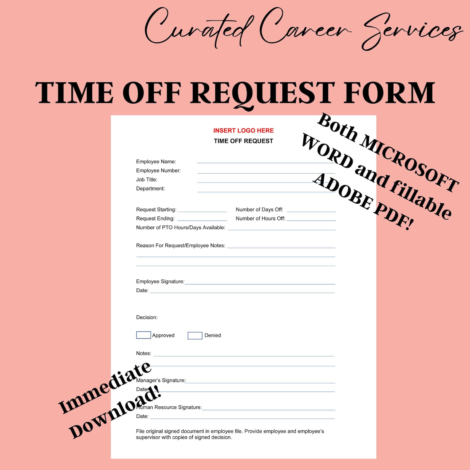 TIME OFF REQUEST - Pto Request Form - Vacation, Jury Duty, Maternity ...