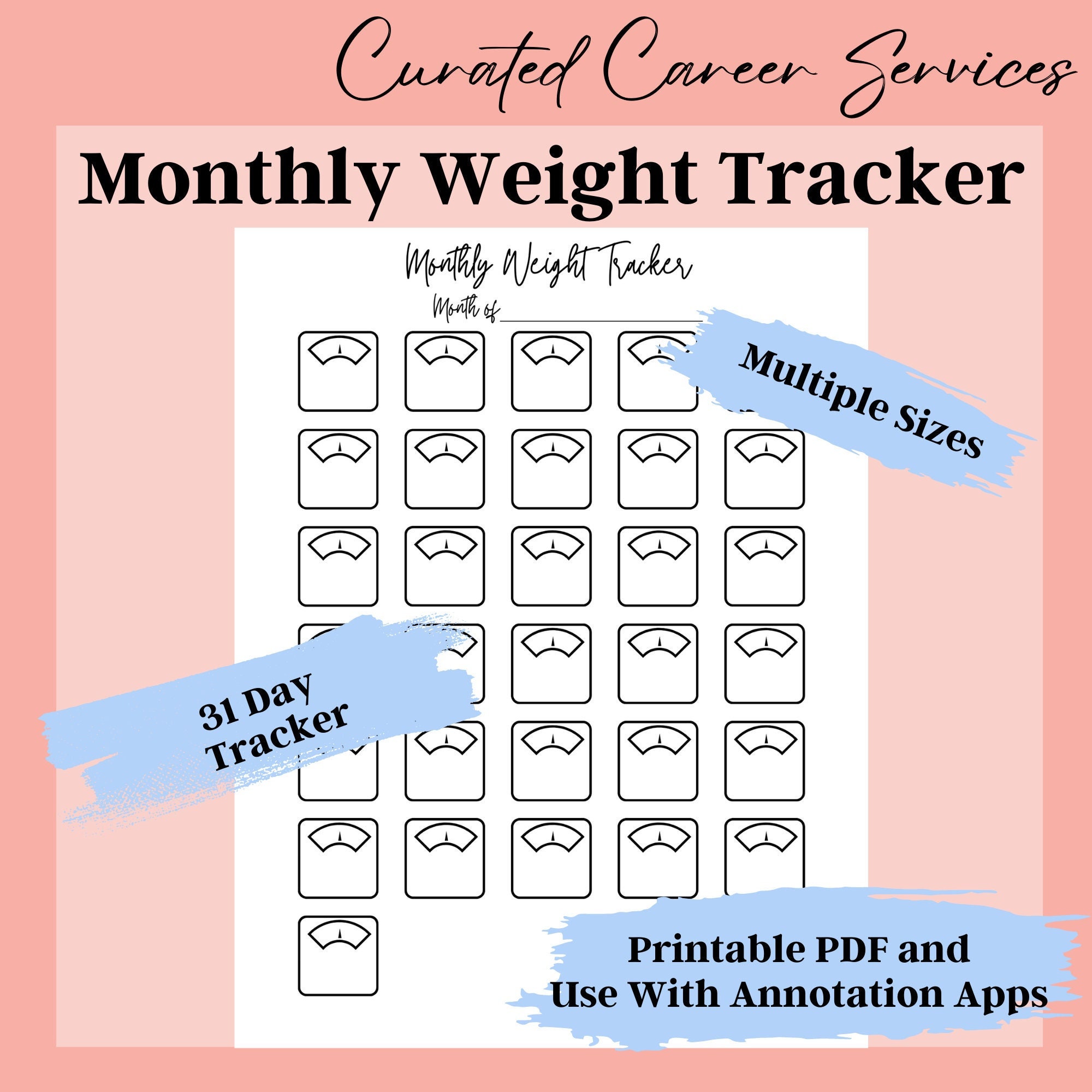 Weight Tracker | Weight Loss Tracker Printable | Daily Weight Tracker ...