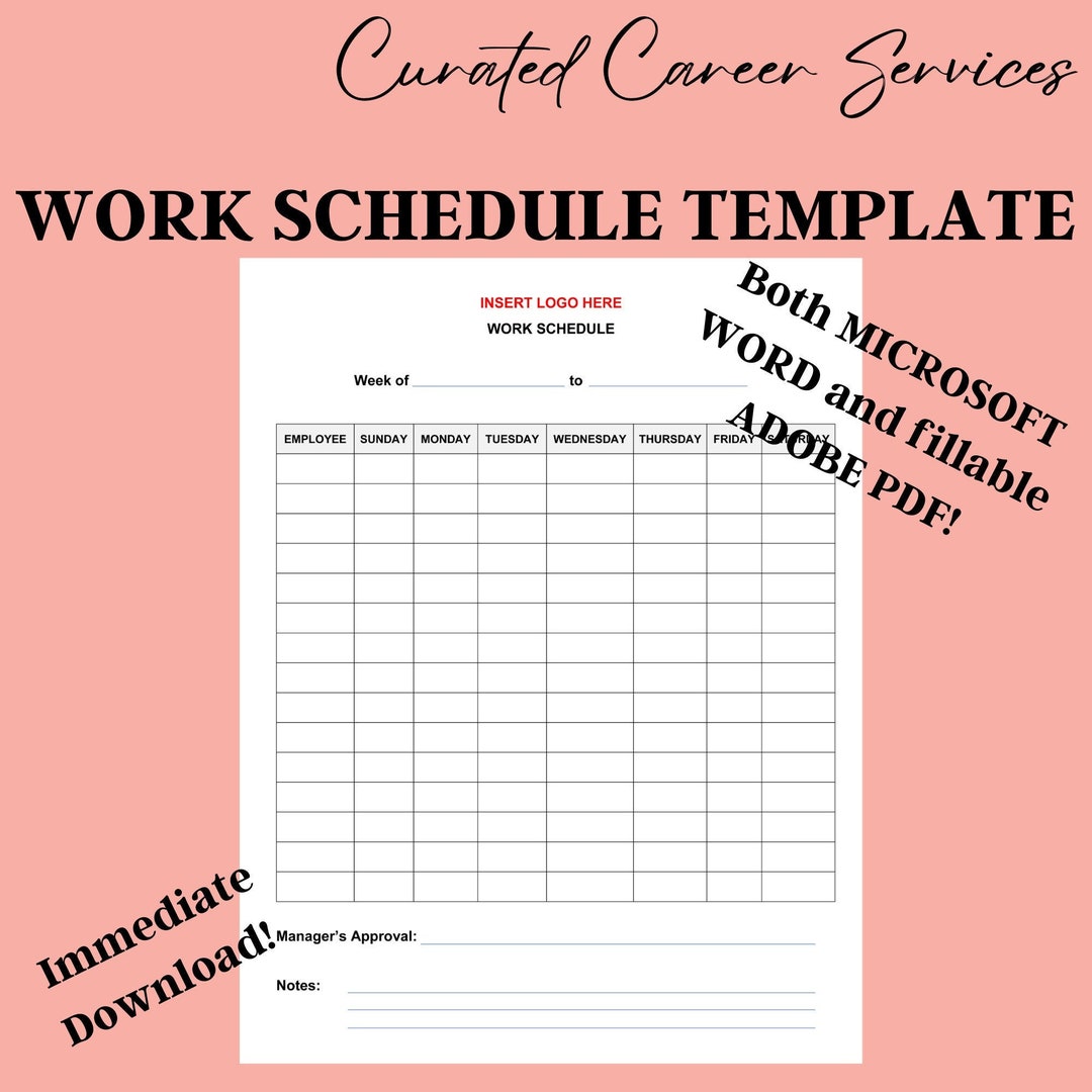 WORK SCHEDULE PORTRAIT - Employee Schedule - Employee Calendar ...