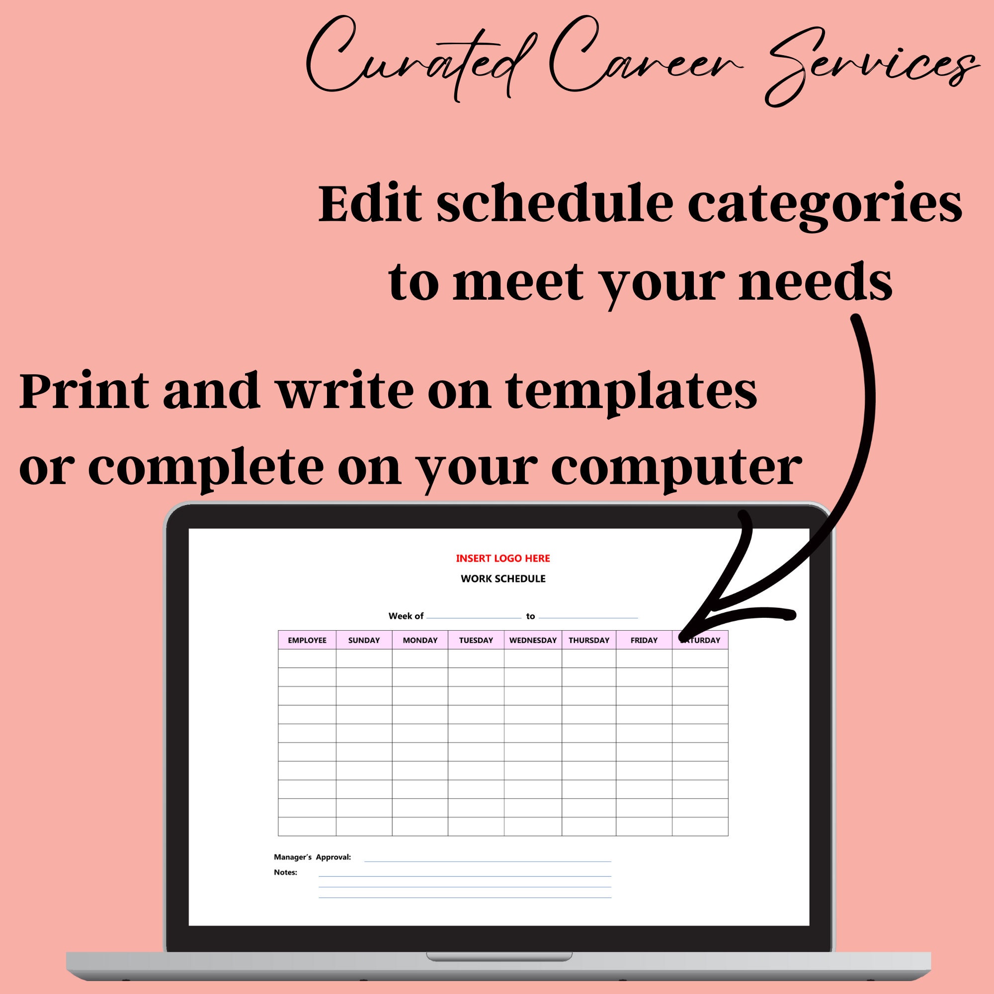 WORK SCHEDULE PACKAGE A Landscape Assorted Colors Blue Orange Pink ...