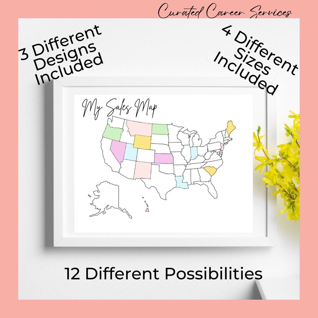 USA Sales Map, 3 Different Designs Included, Comes in 4 Different Sizes ...