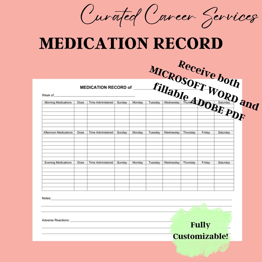 Prescription Log, Record for Medication - Etsy