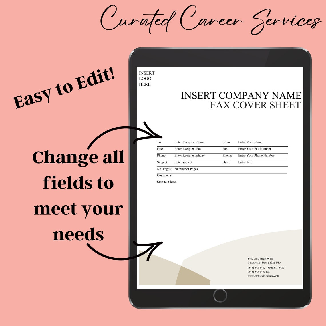 Fax Cover Sheet Package, Immediate Download, Printable, Facsimile Cover ...