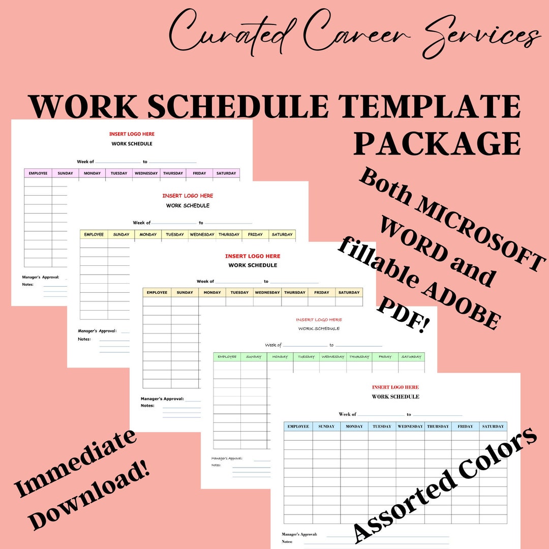 WORK SCHEDULE PACKAGE A Landscape Assorted Colors - Blue Orange Pink ...