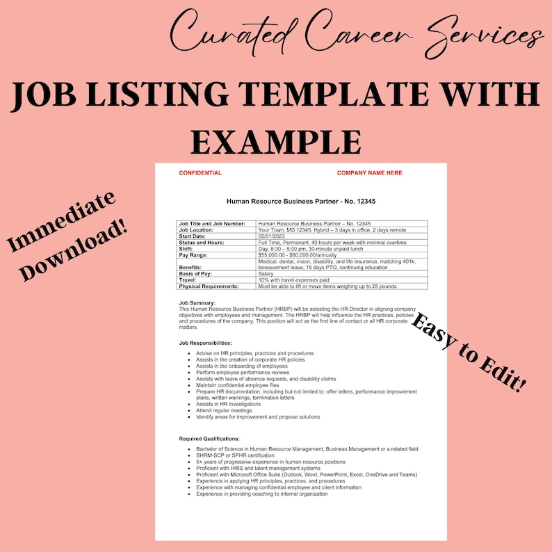Job Listing Template With Example, Fully Customizable Template ...