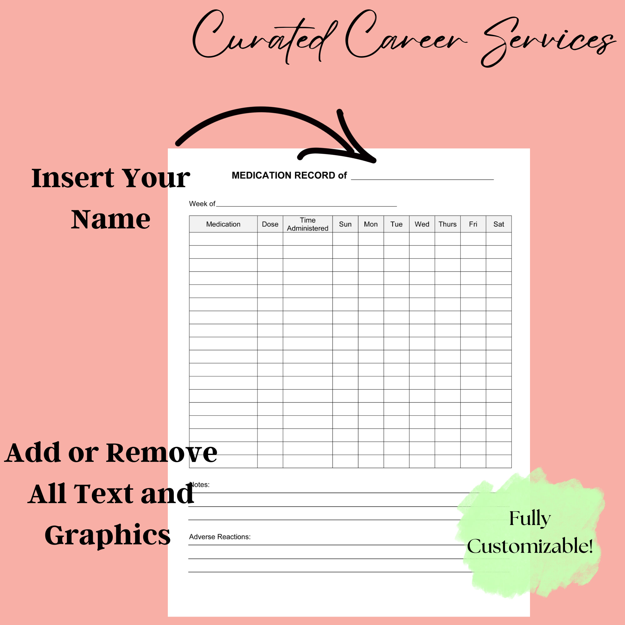 Medication Record, Prescription Log, Medication Tracker, Pill Tracker ...