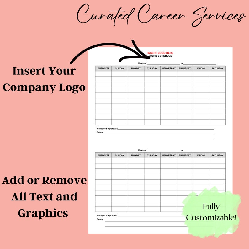 Two Week Employee Schedule, Two Weeks per Page, Employee Schedule Form ...
