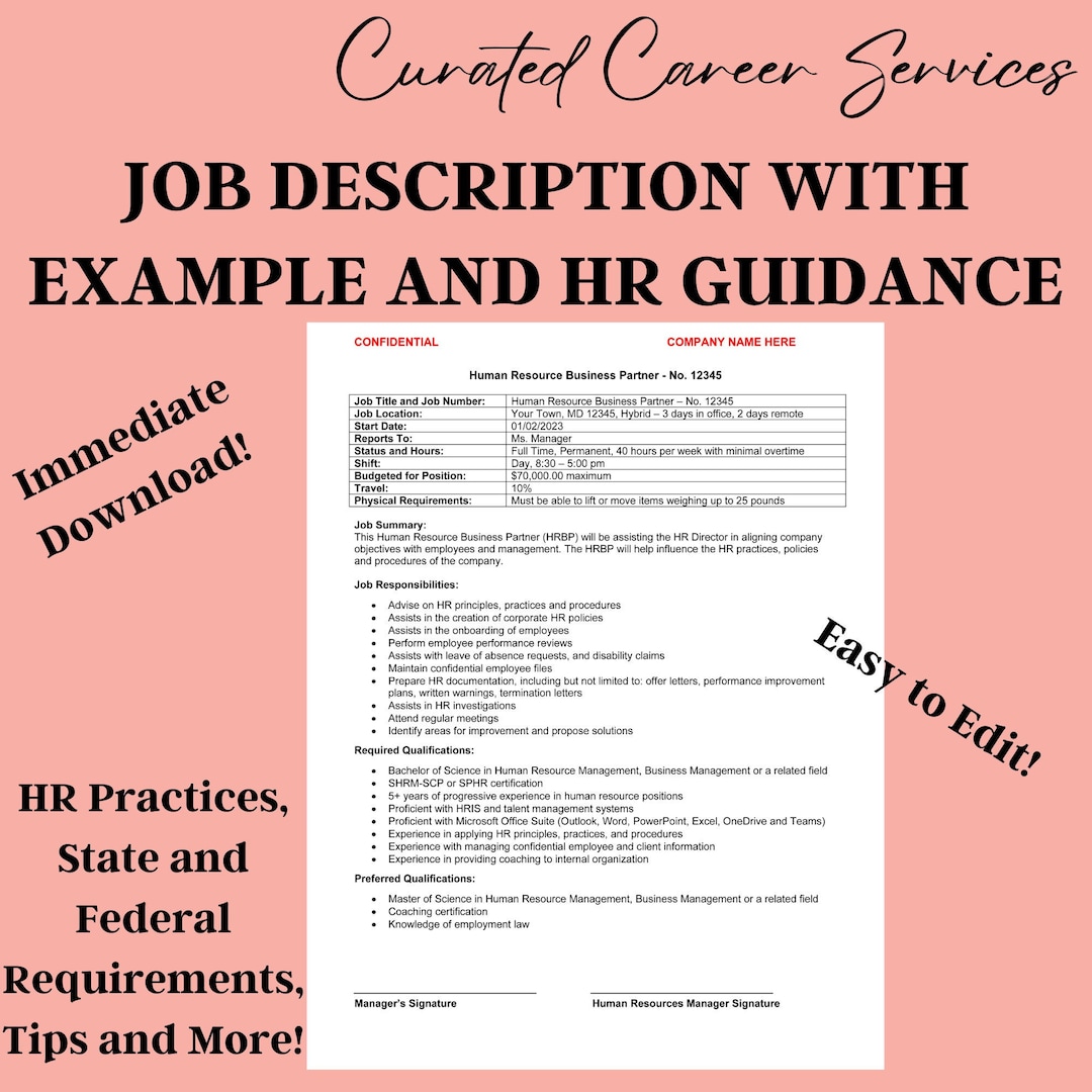 JOB DESCRIPTION With Example and HR Guidance - Position Description ...