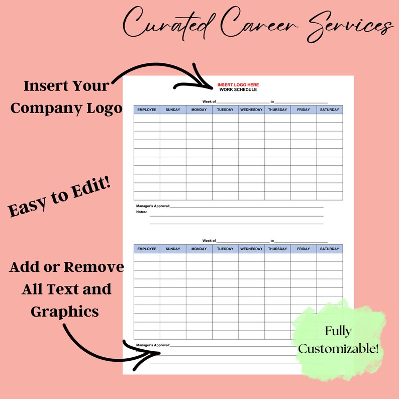 WORK SCHEDULE PACKAGE - Two Weeks at a Time - Two Weeks per Page ...