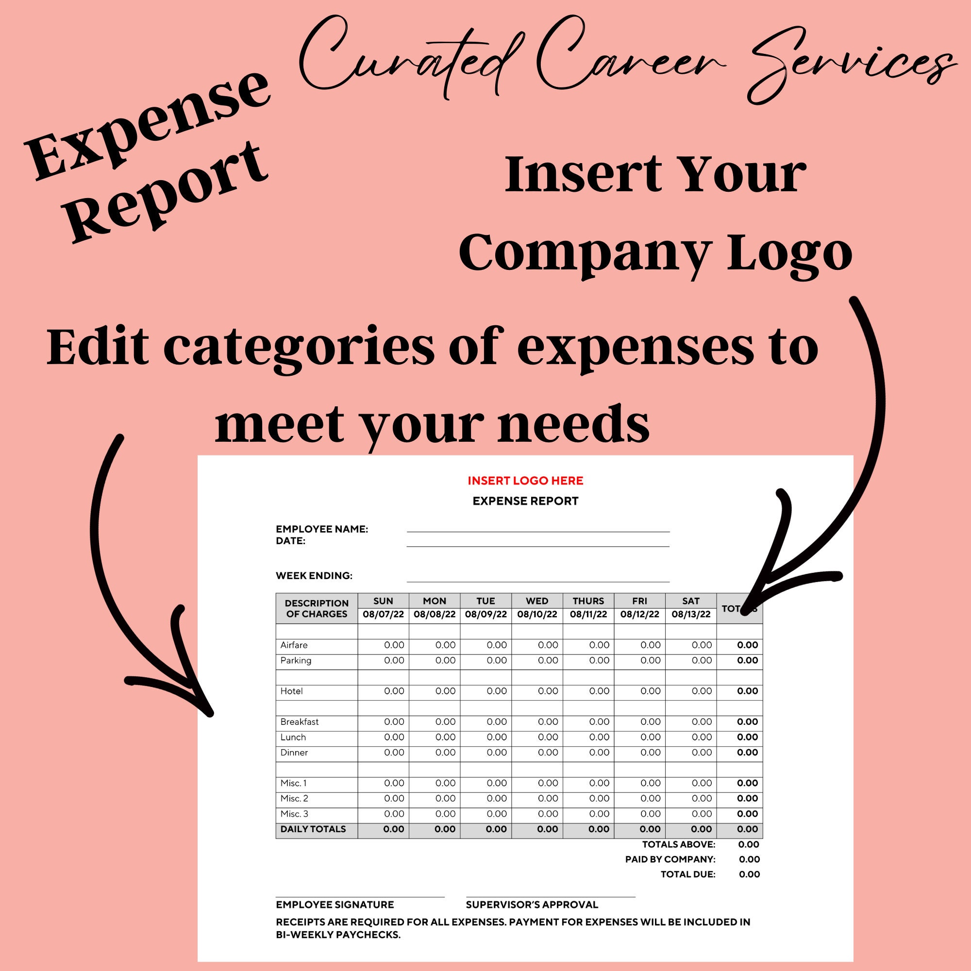 Timesheet and Expense Report Bundle Basic Timesheet Basic - Etsy