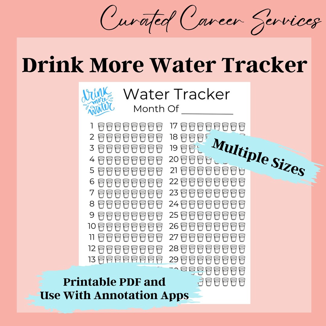Drink More Water Tracker | Habit Tracker | Water Tracker Printable ...