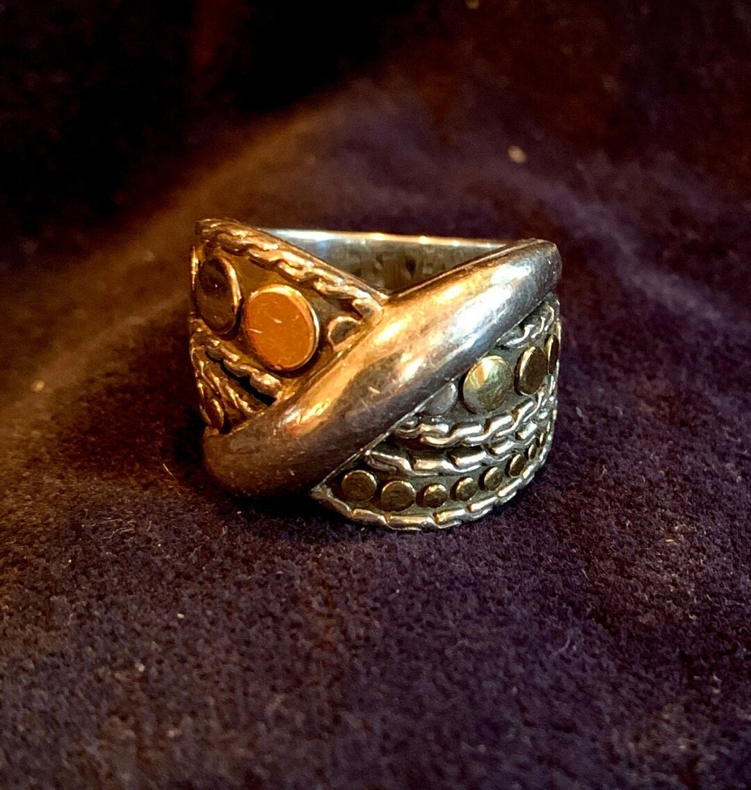 John Hardy Twist Dot Ring Sterling and 18K John Hardy Ring - Etsy