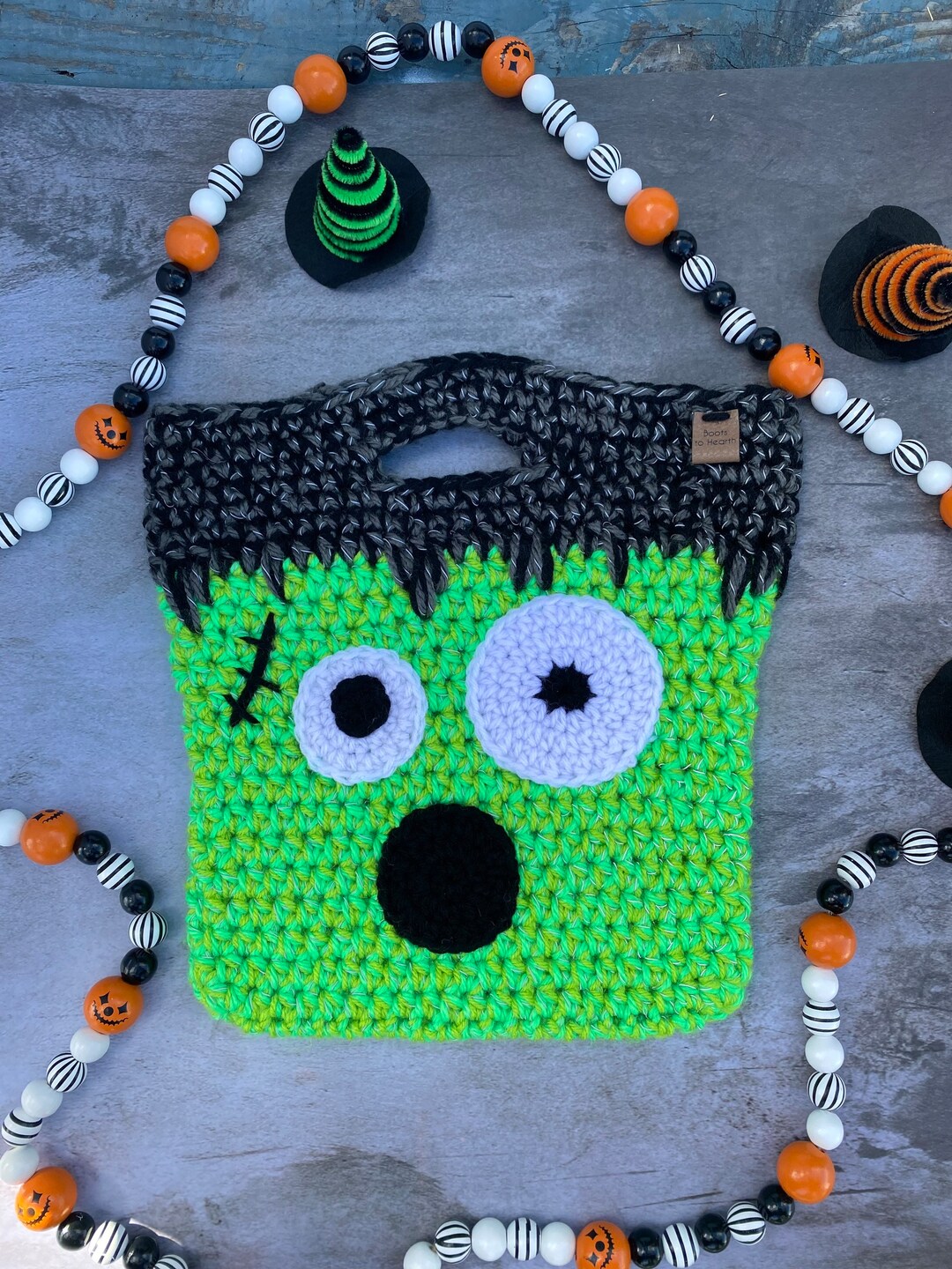 Winking Frankenstein Halloween Treat Bag | Crochet Trick or Treat Bag ...