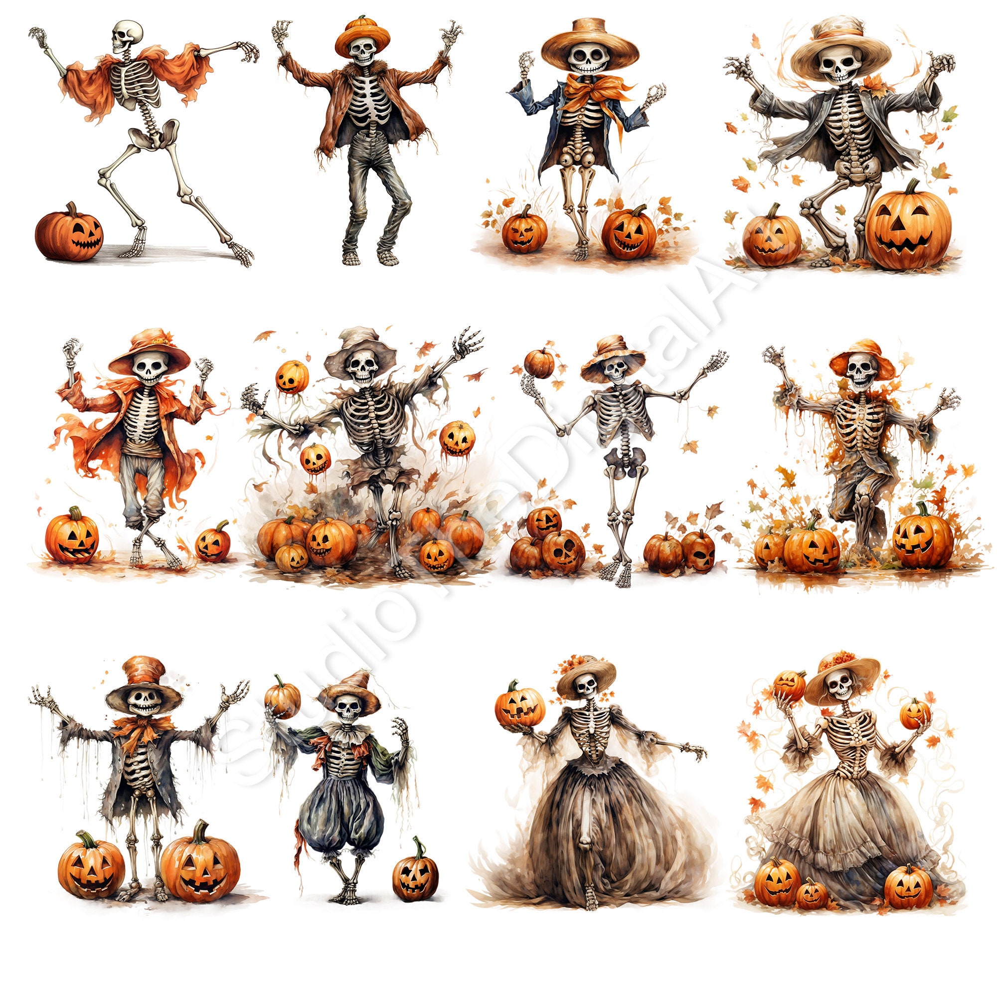 Dancing Skeletons Clip Art Halloween Clip Art Skeleton Clip - Etsy