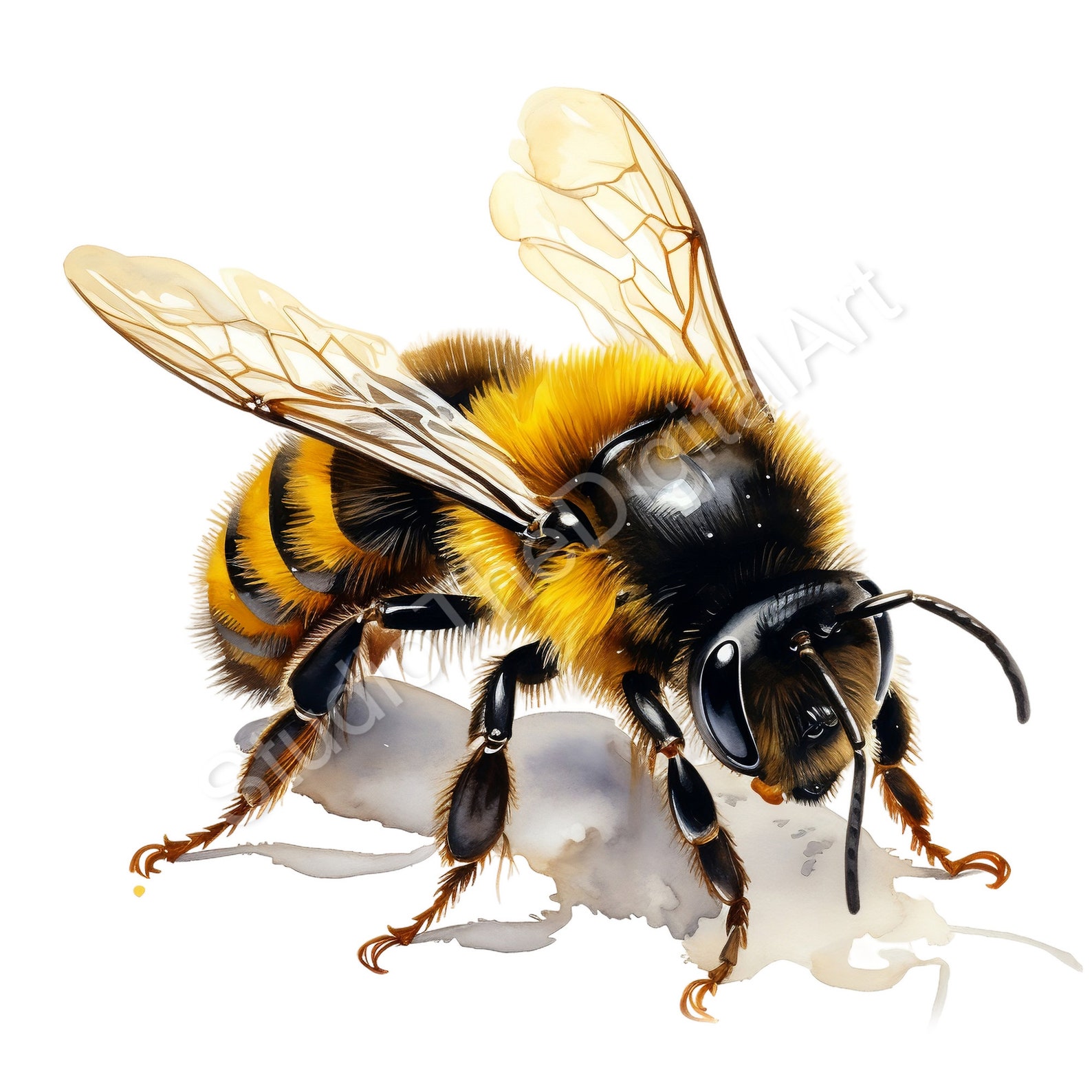 Watercolor Bumble Bee Clipart Spring Garden Bee Clip Art PNG - Etsy