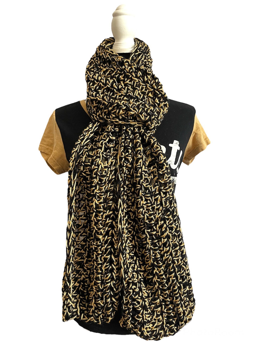 New Orleans Saints “who Dat” Inspired Long Chunky Crochet Scarf - Etsy