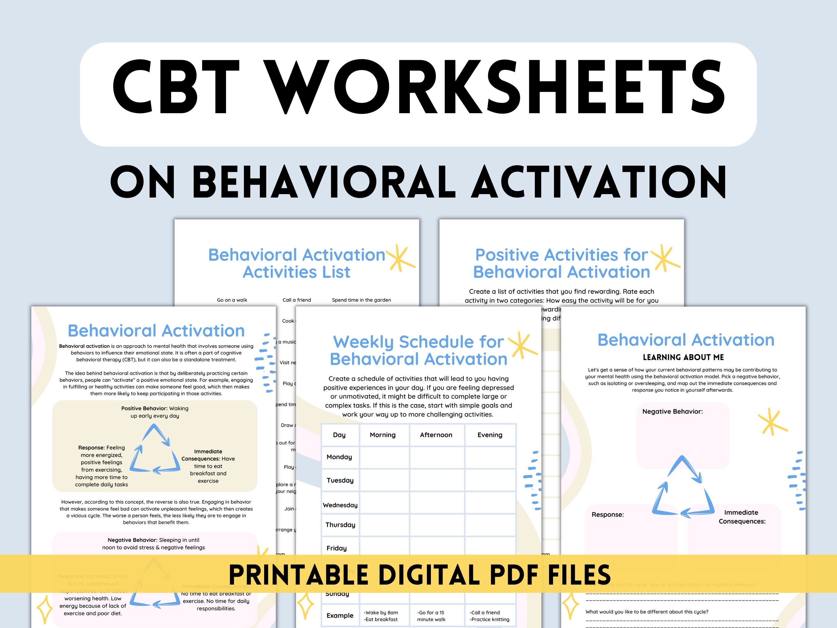 CBT Worksheets Behavioral Activation Cognitive Behavioral Etsy UK