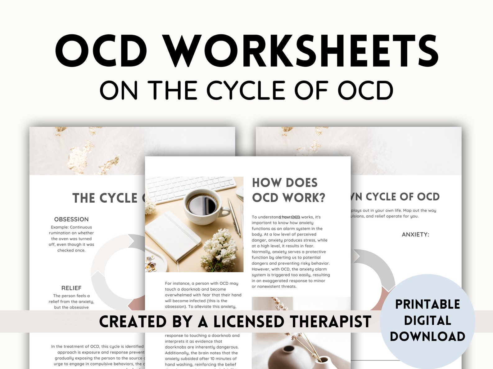 Cycle of OCD Therapy Worksheets OCD Handout for Therapists - Etsy