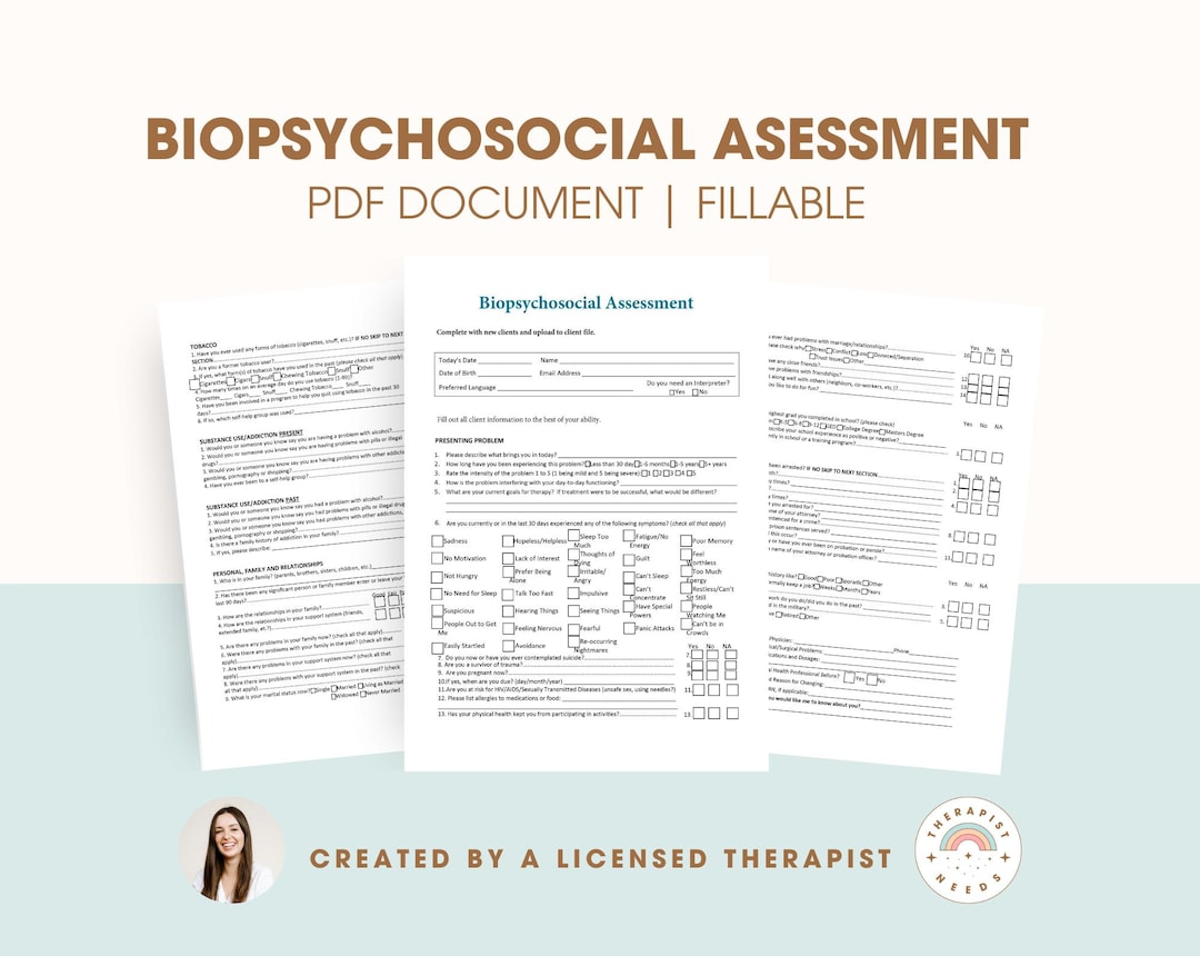 Biopsychosocial Assessment Forms, Psychosocial Therapy Assessment ...