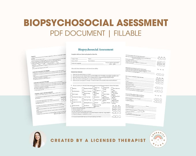 Biopsychosocial Assessment Template PDF, Fillable, Editable, Therapy ...