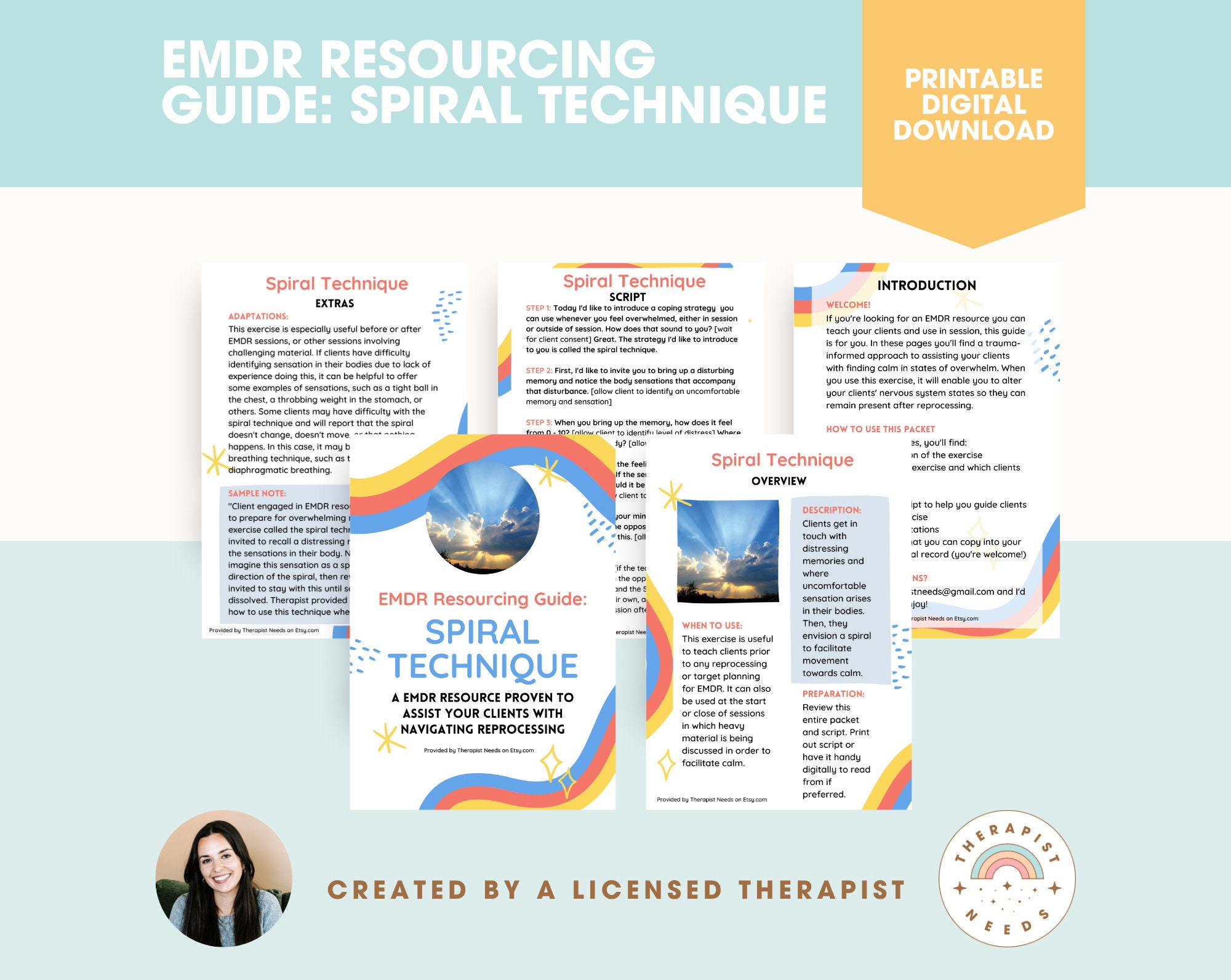EMDR Resourcing Guide: Spiral Technique EMDR Scripts, Trauma Therapy ...