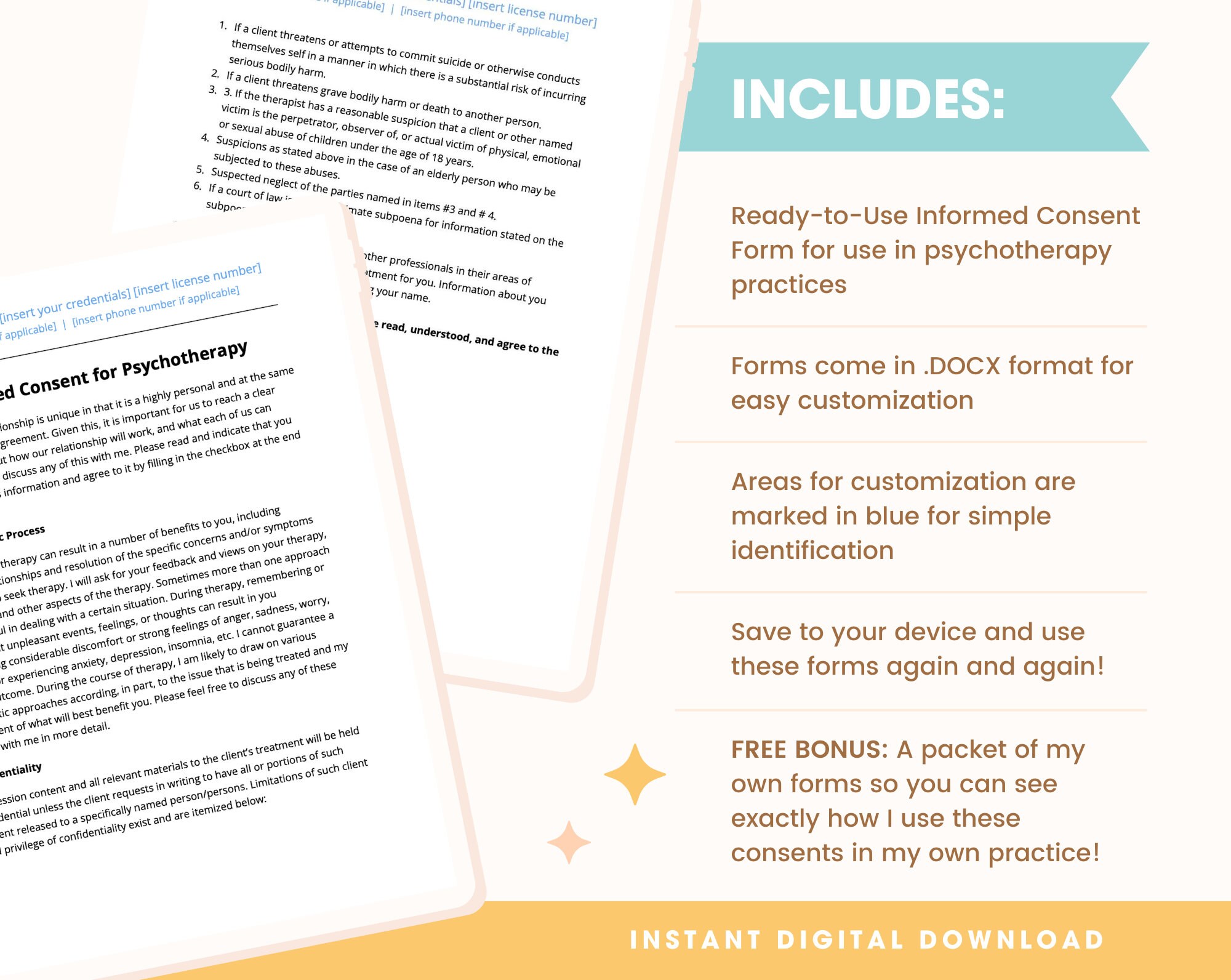 Informed Consent Form for Therapists, Counselors, Psychotherapists ...