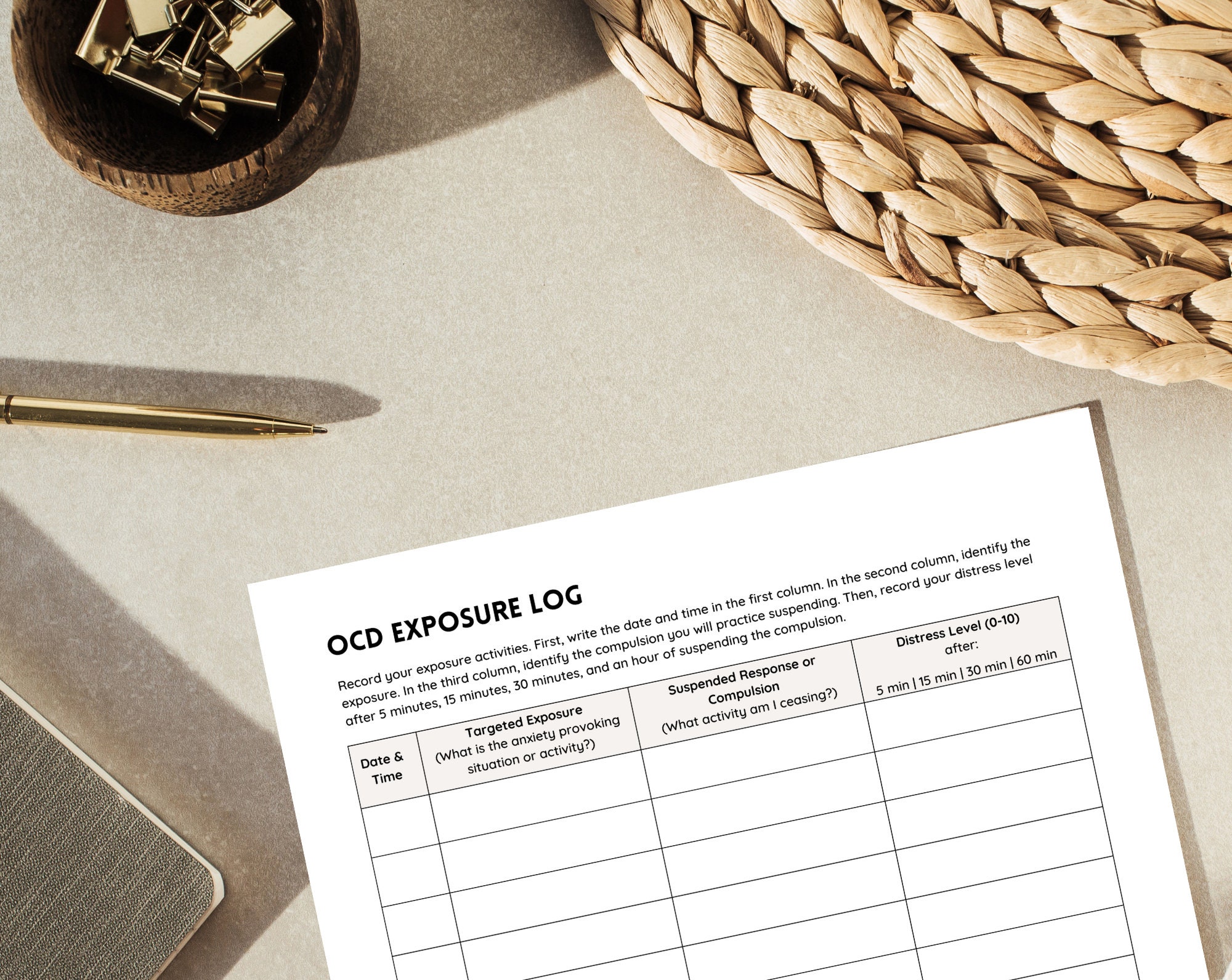 OCD Exposures Log Tracker OCD Worksheet for Therapists, Counselors ...