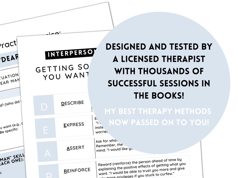 DBT DEAR MAN Skill Training Worksheets & Handouts Dbt - Etsy