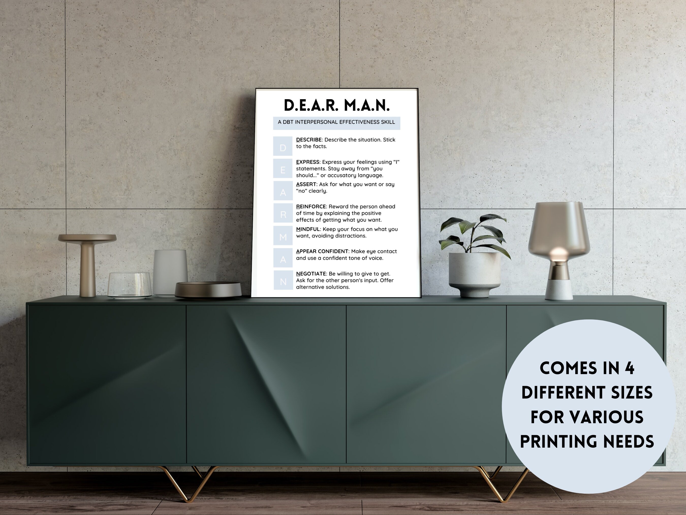 DBT Poster: DEAR MAN Therapist Office Decor, Counselor Office Sign ...