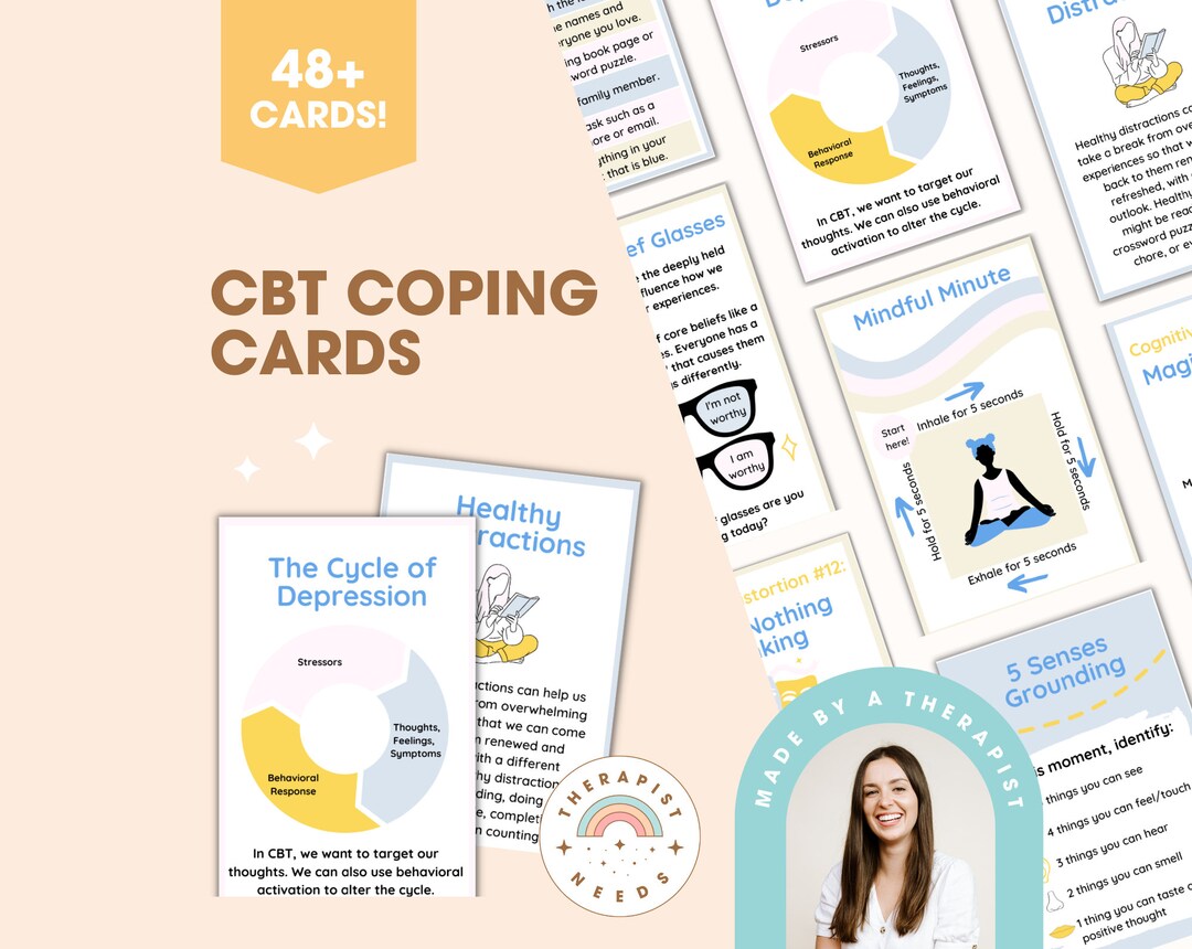 CBT Coping Cards CBT Interventions for Teens and Adults, CBT Anxiety ...