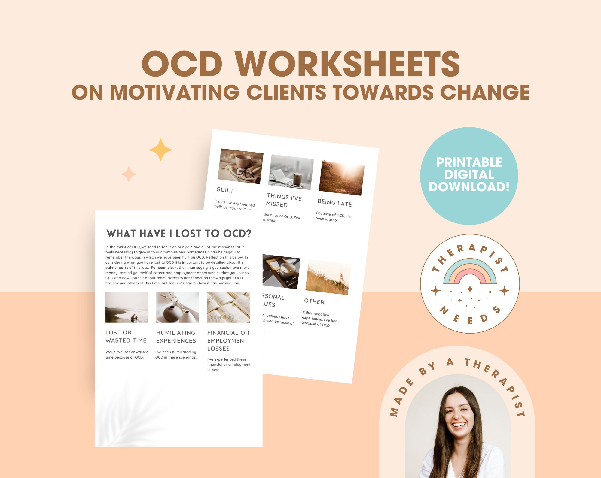 OCD Therapy Worksheets, OCD Handout for Therapists, Counselors, Social ...