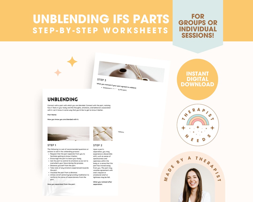 IFS Parts Worksheet on Unblending Parts, Internal Family Systems ...