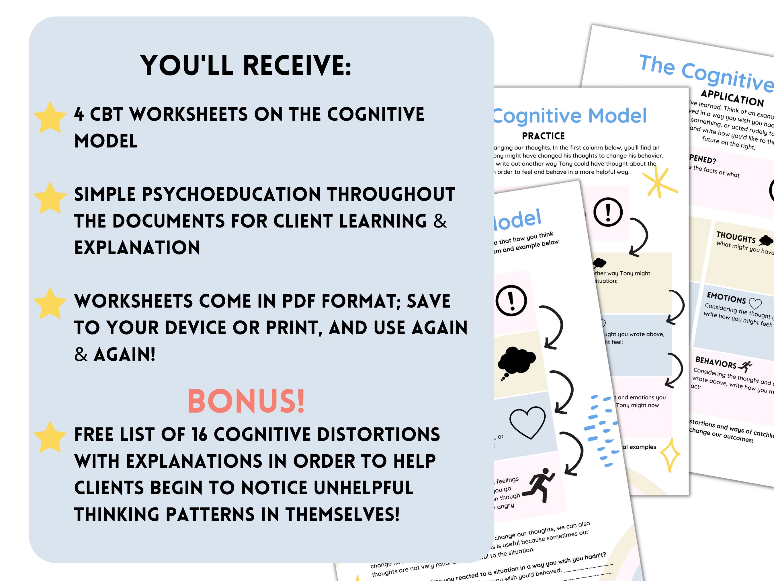 CBT Worksheets Therapy Tools for Teens and Adults Counseling - Etsy