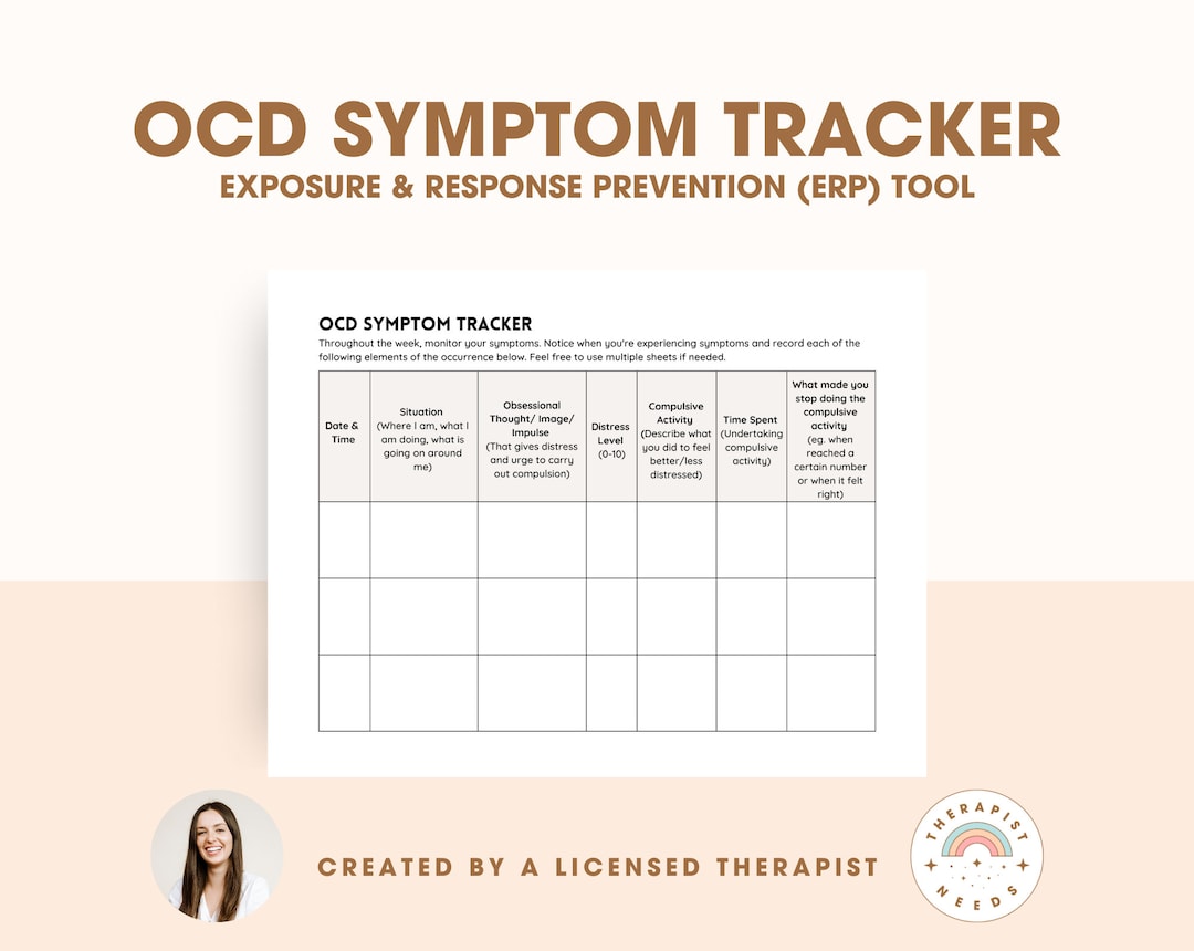 OCD Symptom Tracker | OCD Worksheet for Therapists, Counselors, Social ...