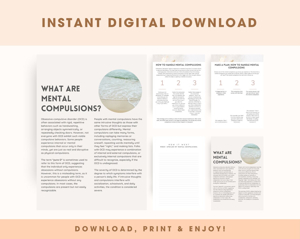 OCD Worksheet on Mental Compulsions OCD Handout for Therapists ...