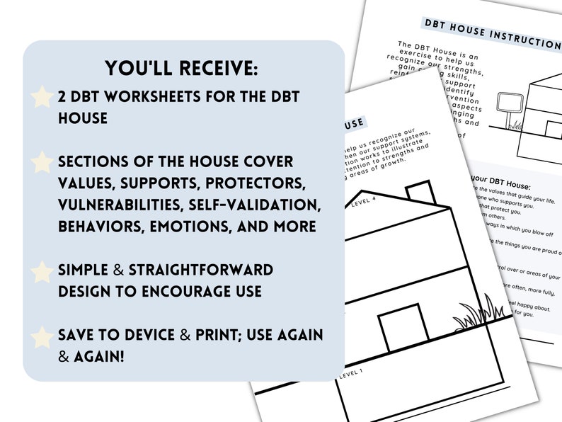 DBT House Therapy Worksheet & Handout for Teens and Adults - Etsy