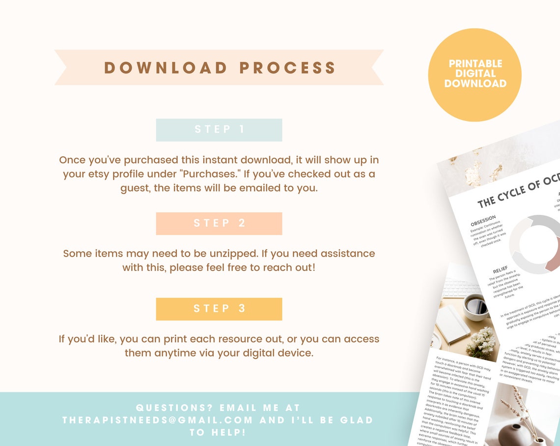 Cycle of OCD Therapy Worksheets OCD Handout for Therapists, Counselors ...