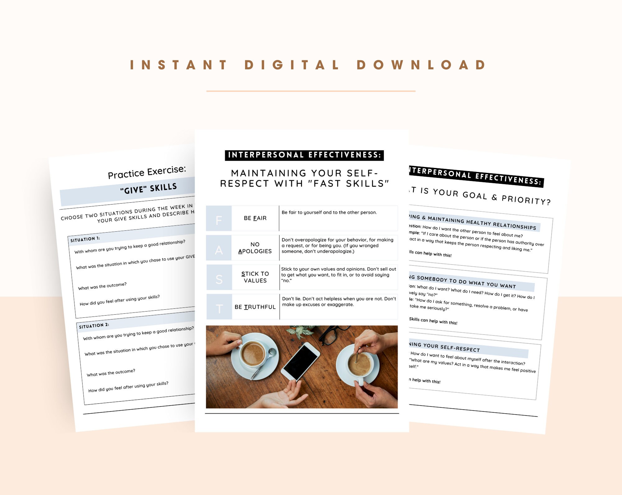 DBT Bundle: Interpersonal Effectiveness Worksheets & Handouts, DBT ...