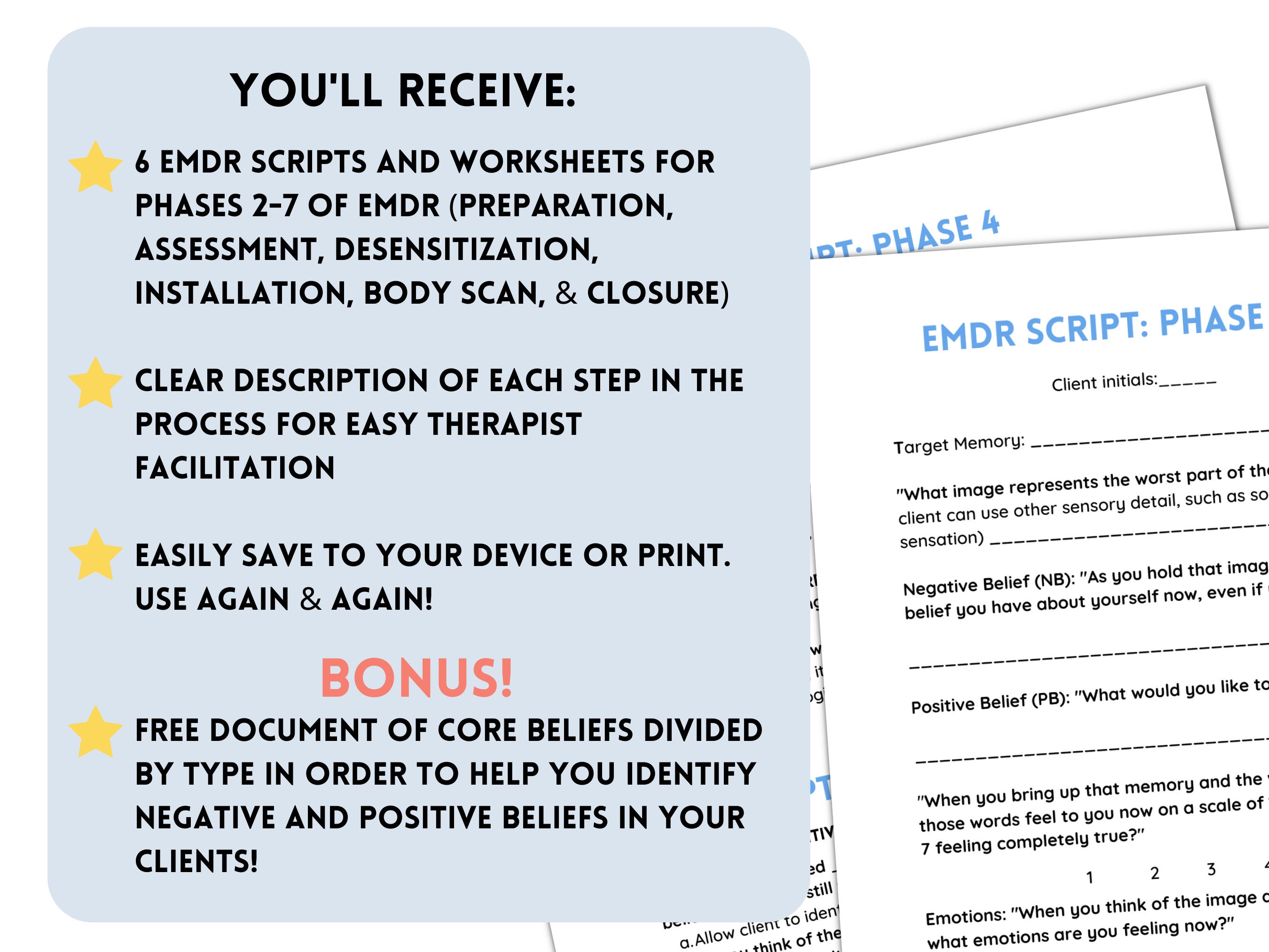EMDR Scripts & EMDR Worksheets EMDR Tools Emdr Resources for - Etsy ...