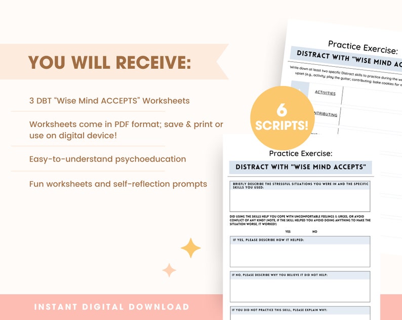 DBT ACCEPTS Skill Training Worksheets & Handouts, DBT Skills Curriculum ...