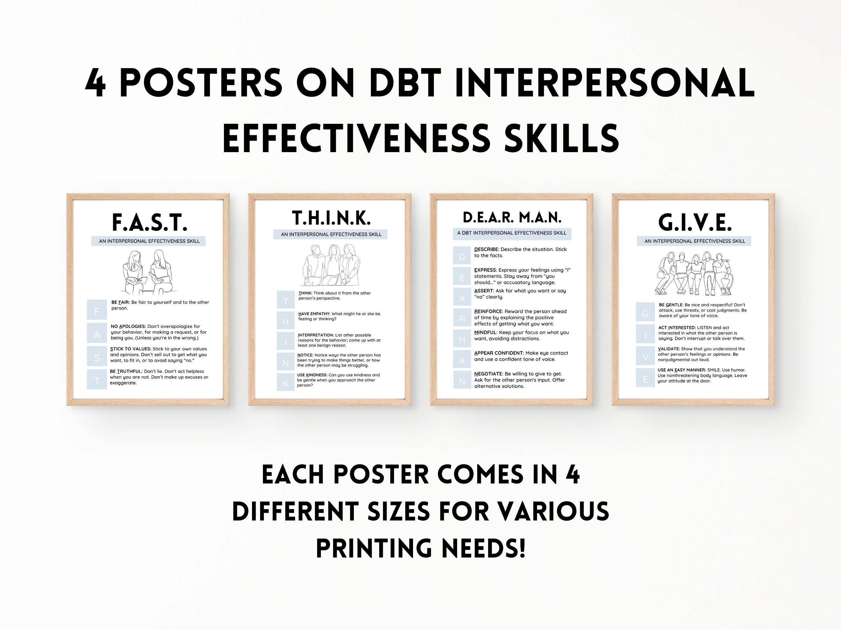 DBT Posters Bundle on Interpersonal Effectiveness Therapist Office ...