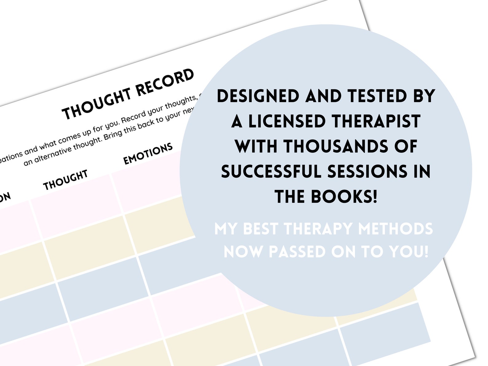 CBT Thought Record CBT Worksheet Therapy Tools for Teens and - Etsy