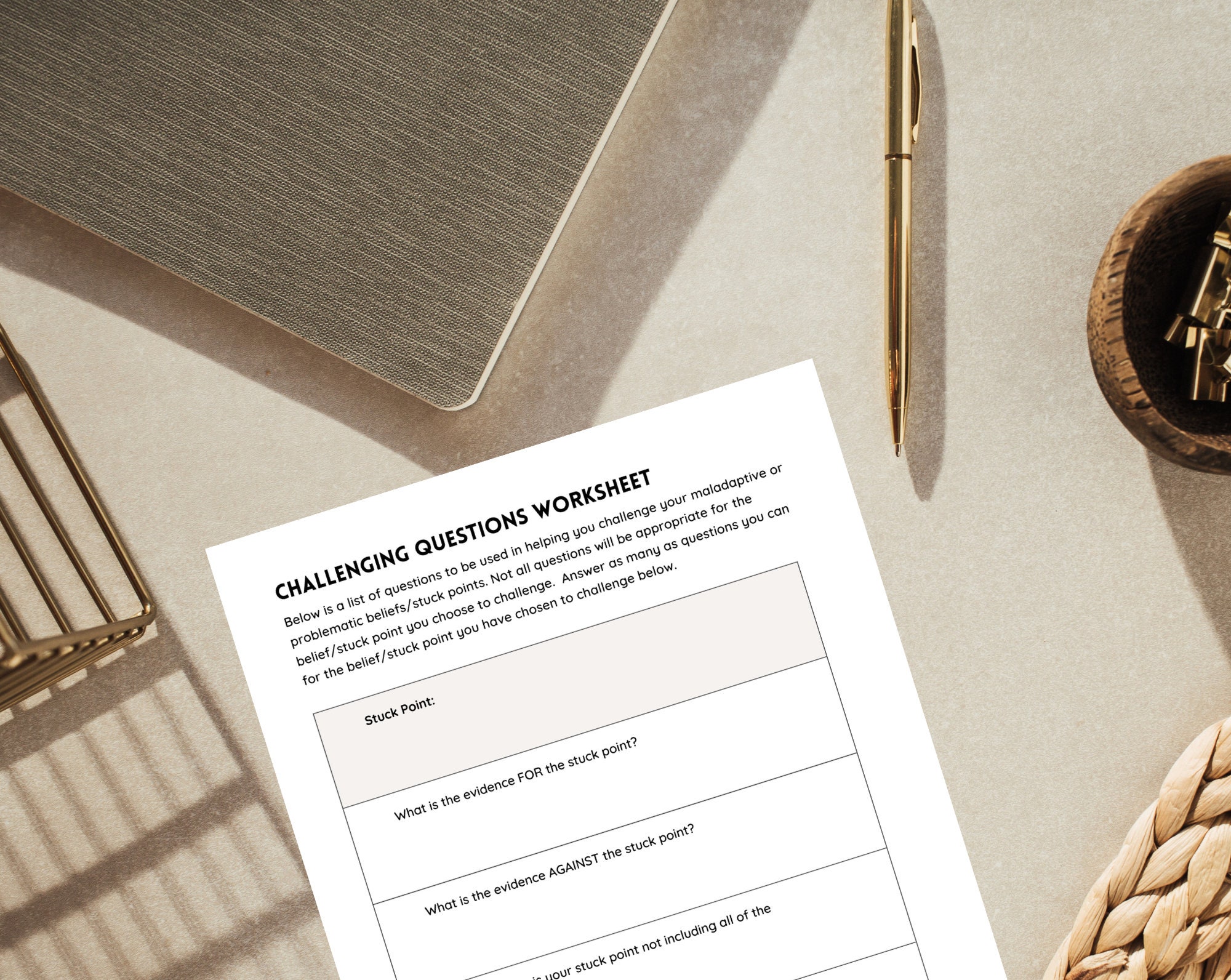 CPT for Trauma Worksheets & Handouts on Challenging Stuck Points ...