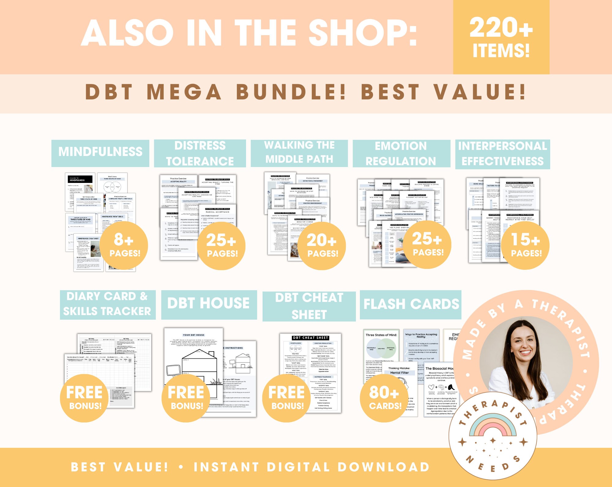 DBT Cheat Sheet Therapy Worksheet & Handout, DBT Skills Curriculum ...