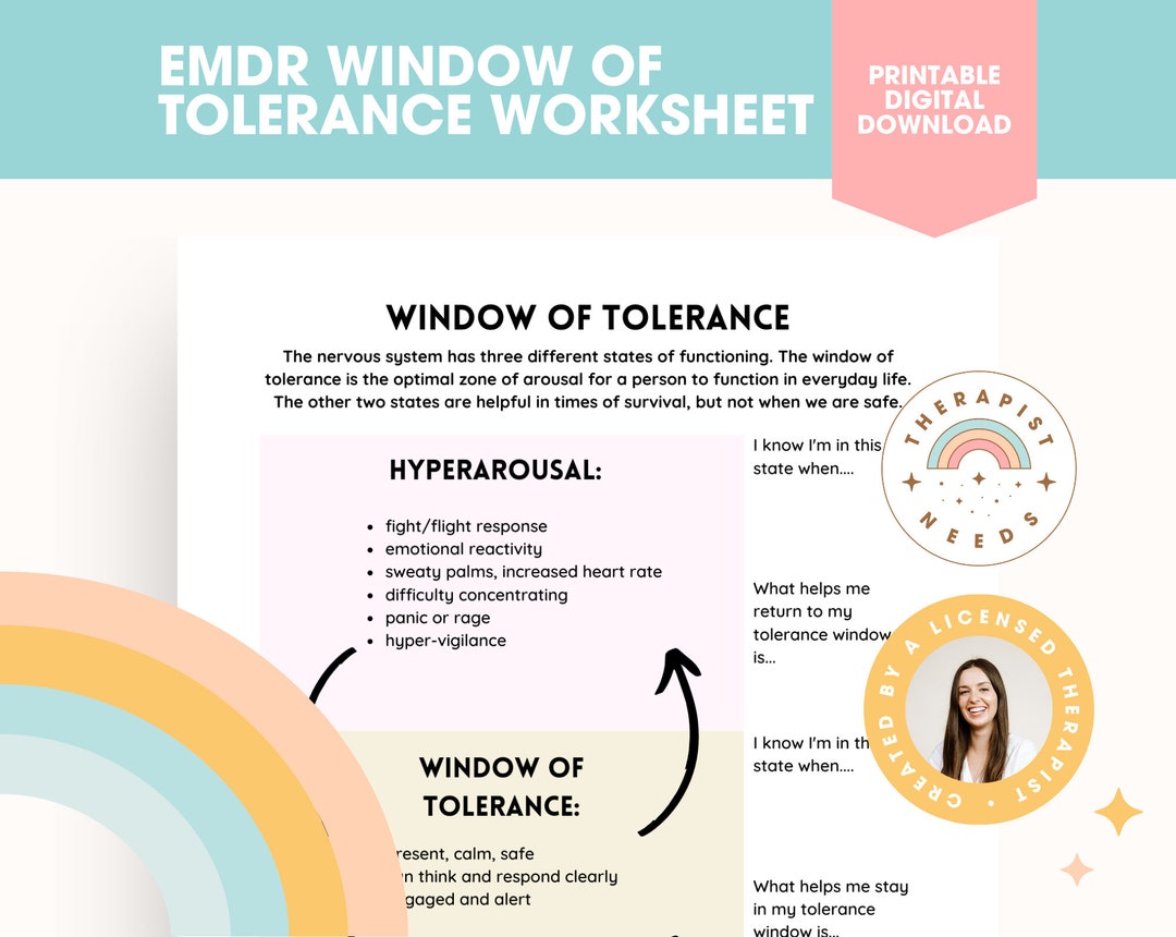 EMDR Worksheet: Window of Tolerance EMDR Resources, Trauma Therapy ...